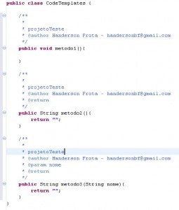 Eclipse – Code Templates – Handerson Frota